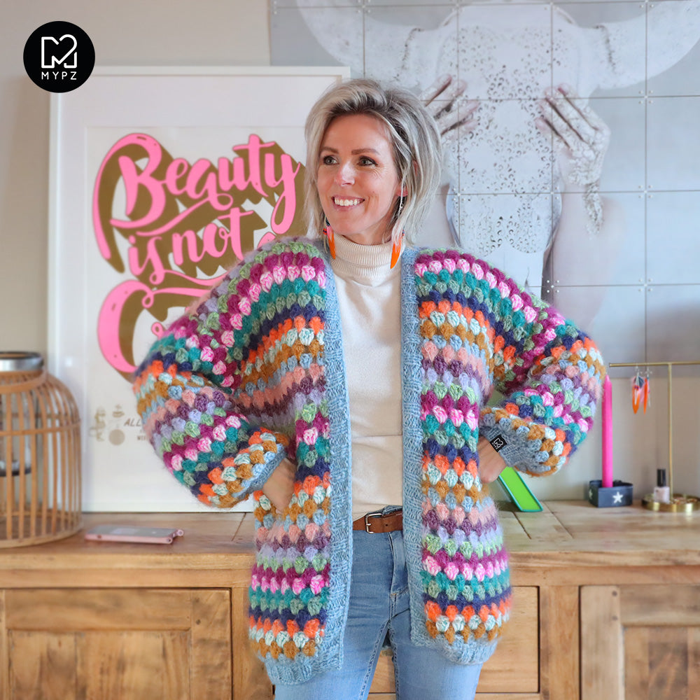 Crochet kit - MYPZ Mohair Granny stripes cardigan Belly (ENG-NL) – MYPZ ...